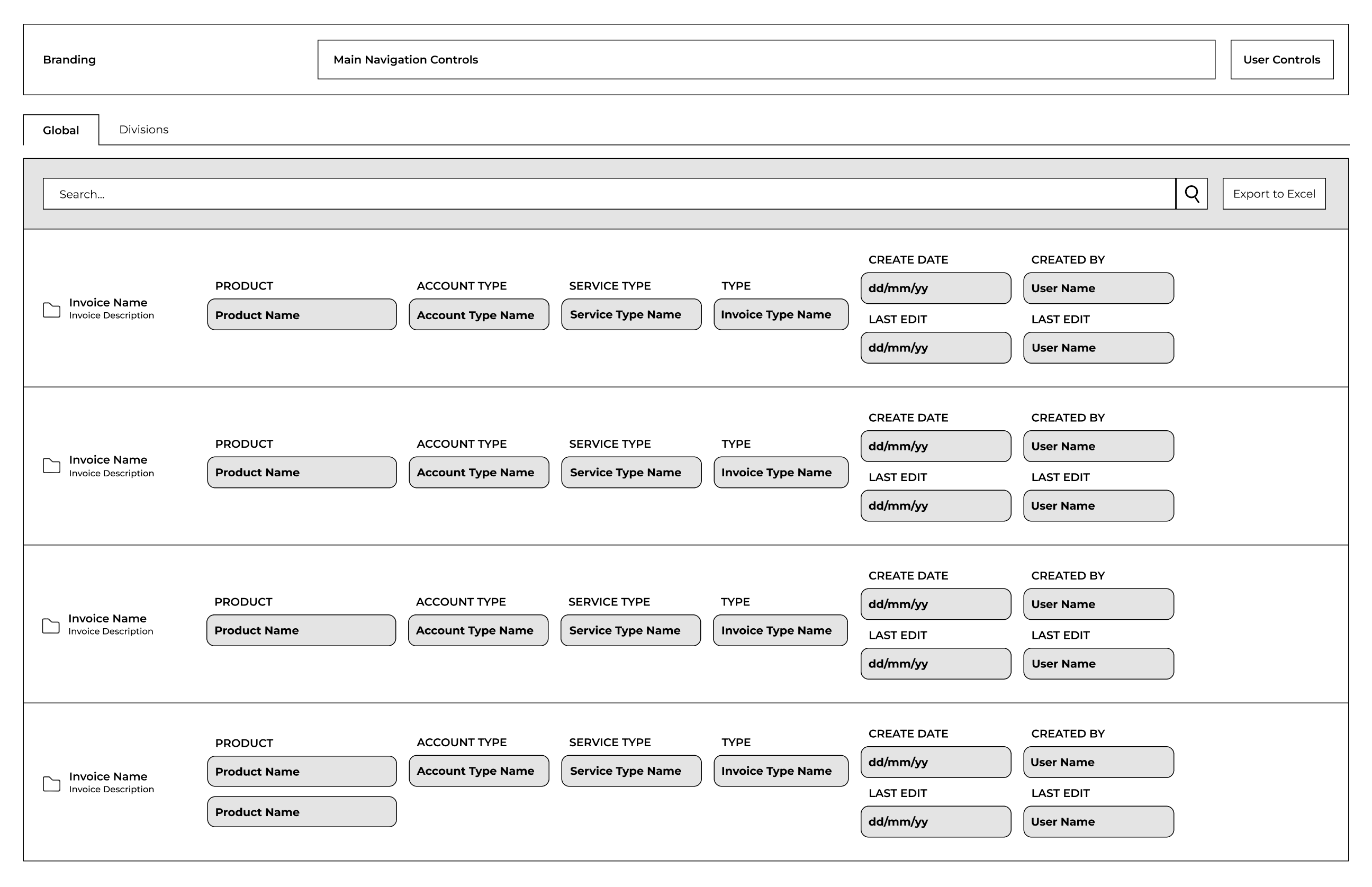 Keitaro UI/UX Manual-Invoice-wireframe - YasDesign®